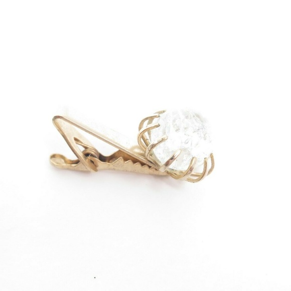 Accessories | Vintage Sparkly Crackled Clear Glass Tie Clasp | Poshmark